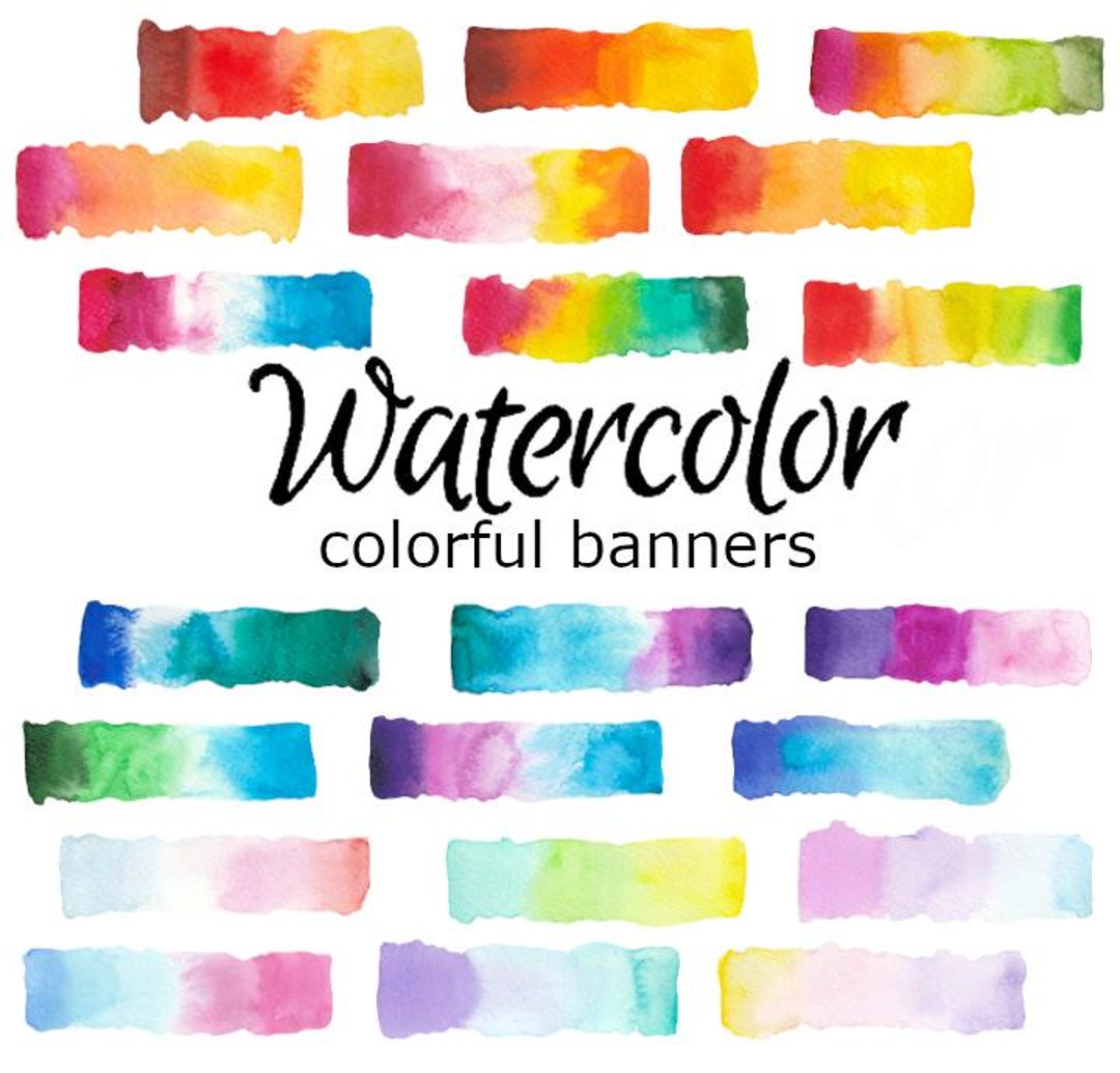 WATERCOLOR CLIPART Colorful Banners Scrapbooking Png Graphics ...
