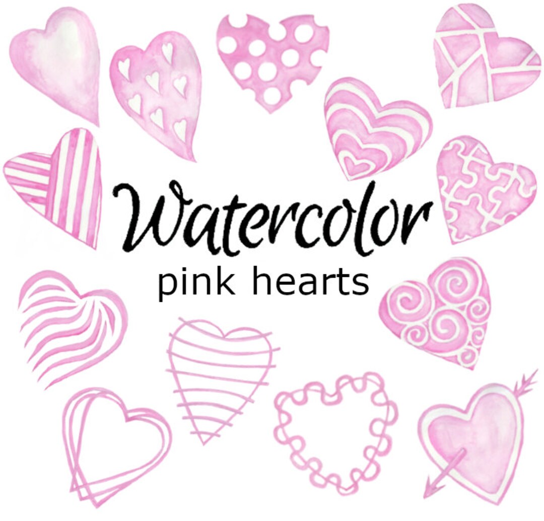 WATERCOLOR CLIPART, Pink Hearts Scrapbooking Rose Png, Graphics ...