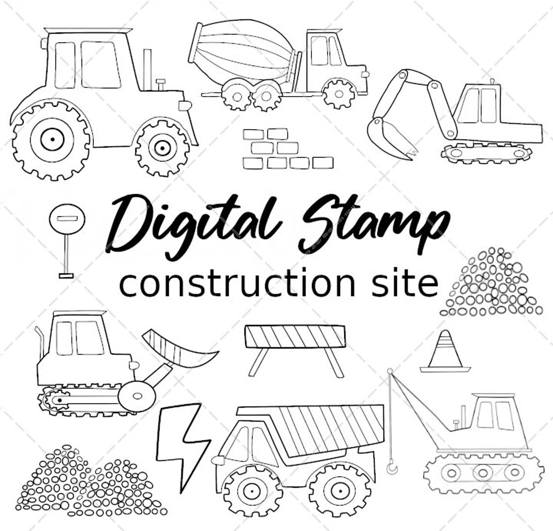 DIGITAL STAMP Construction Site Clipart Vector File Png Eps - Etsy