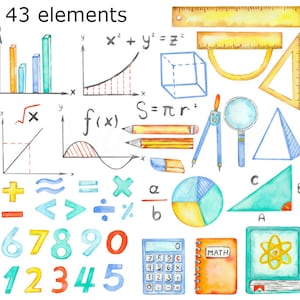 WATERCOLOR CLIPART, Math School Art Scrapbooking Play Ground Png ...