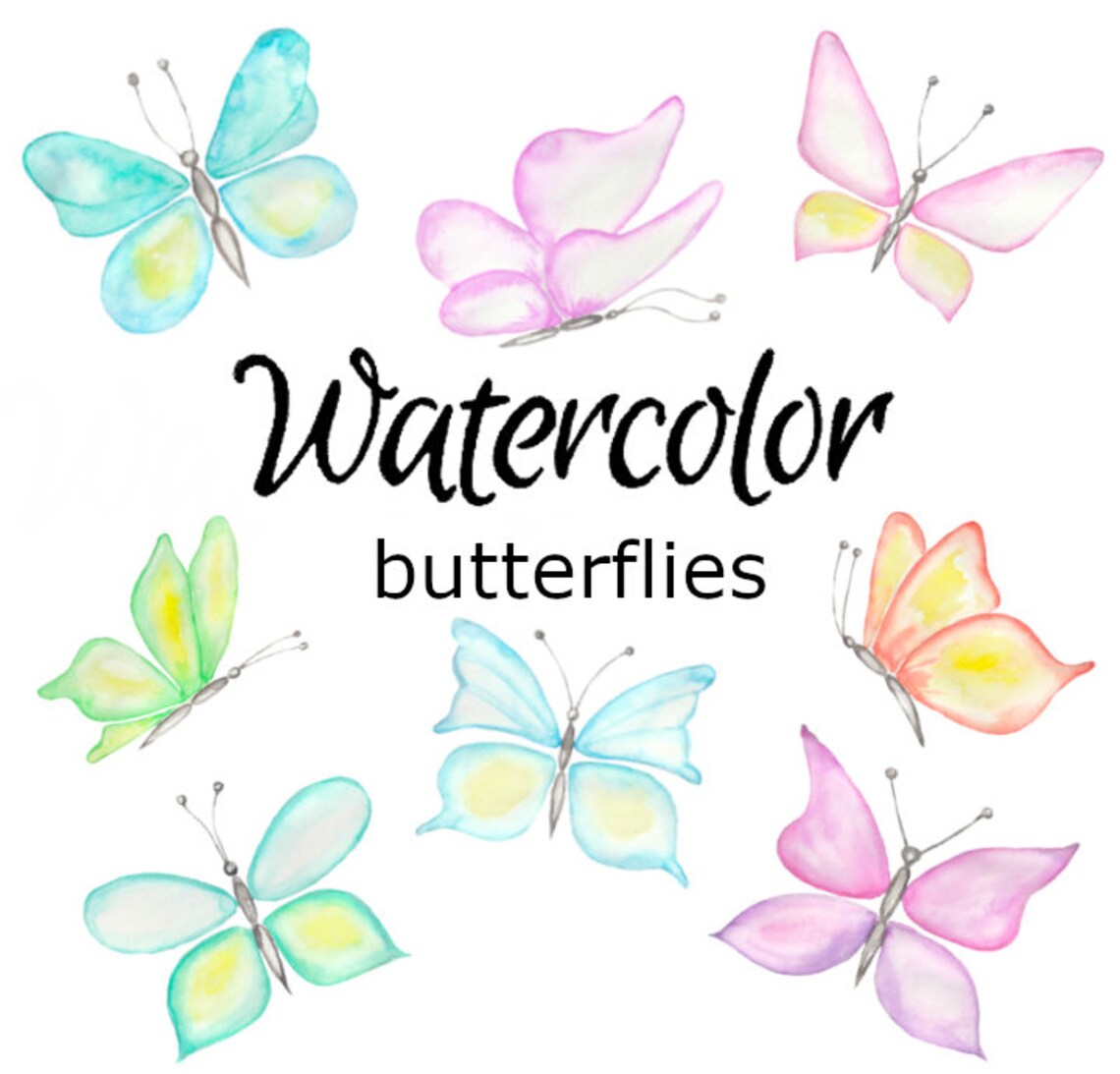WATERCOLOR CLIPART Butterfly Clipart Nature Scrapbooking Clip - Etsy