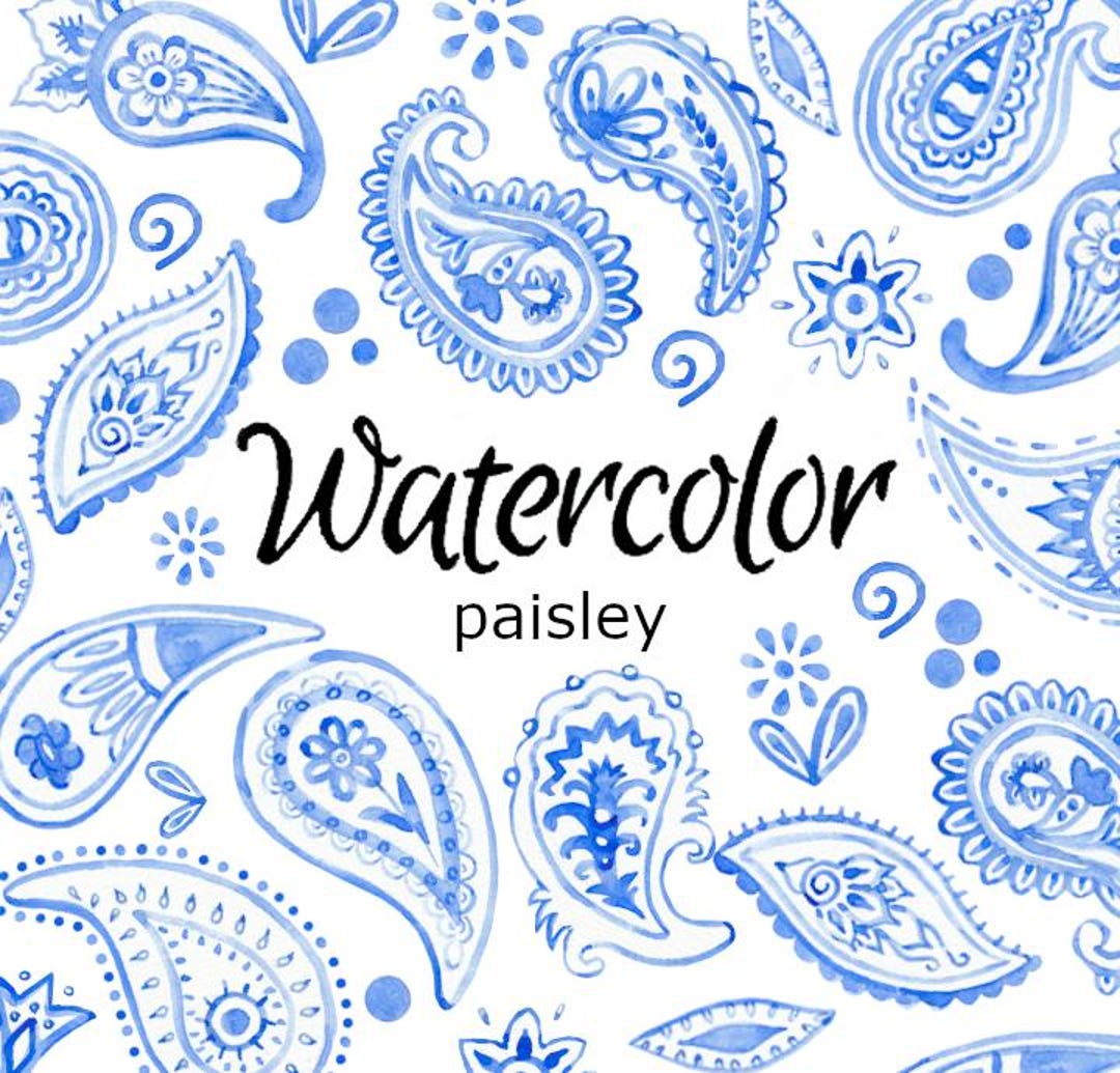 WATERCOLOR CLIPART Paisley Oriental Art Scrapbooking Png, Graphics ...