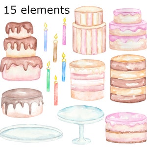 WATERCOLOR CLIPART, Cake Food Scrapbooking Png Graphics Watercolour ...