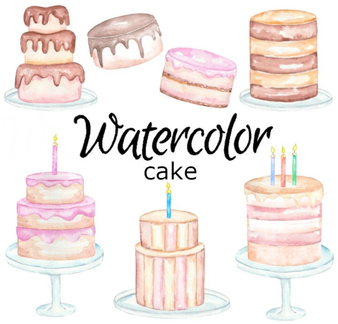 WATERCOLOR CLIPART, Cake Food Scrapbooking Png Graphics Watercolour ...