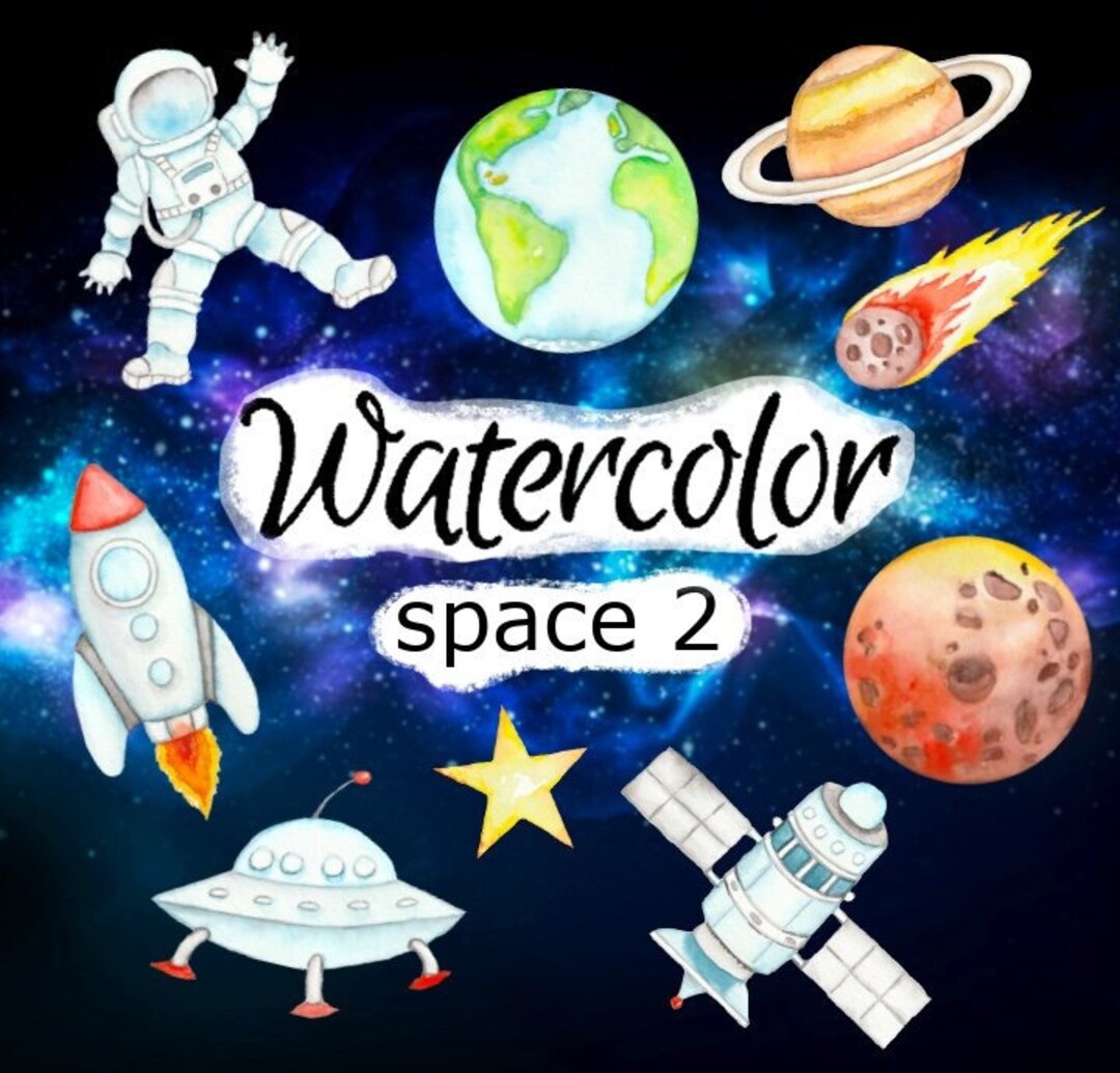 WATERCOLOR CLIPART Space Art Planet Scrapbooking Png Graphics ...