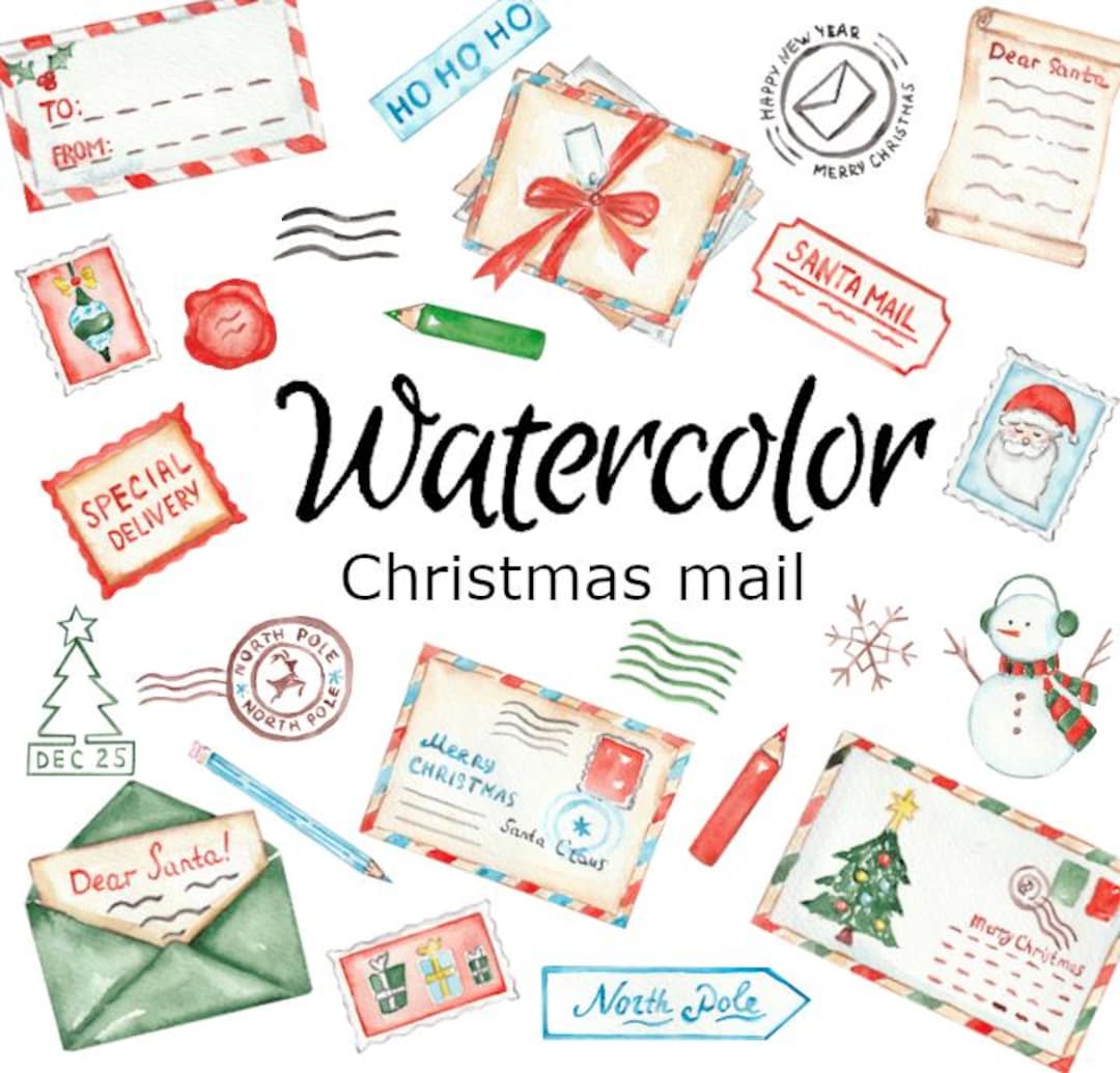 WATERCOLOR CLIPART, Christmas Mail School Scrapbooking Forest Png ...