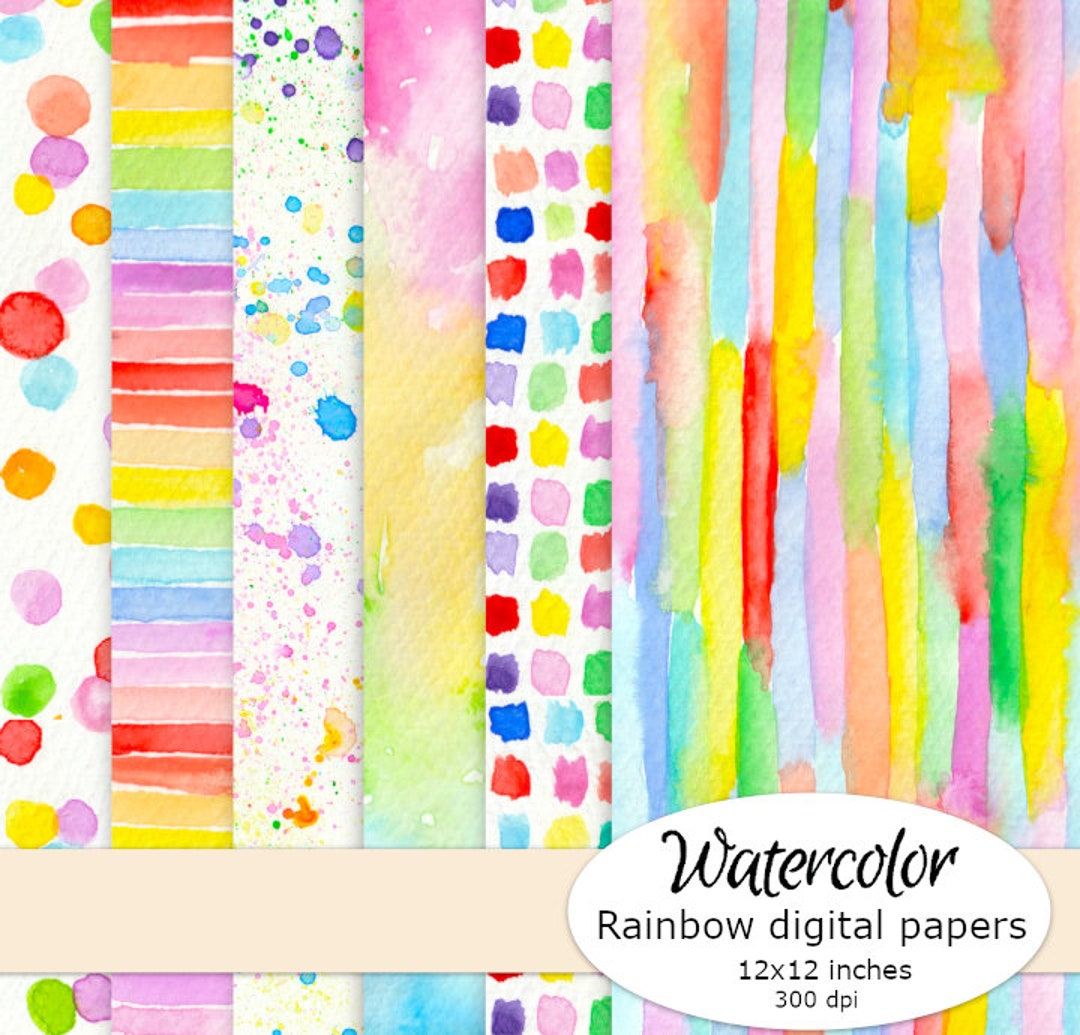 WATERCOLOR CLIPART Rainbow Digital Paper Painting Clip Art Wedding ...