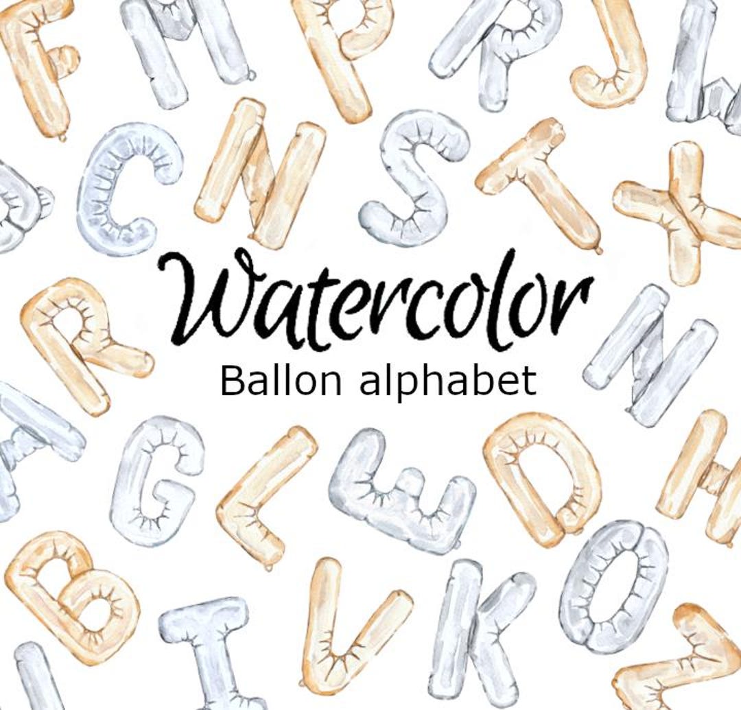WATERCOLOR CLIPART Balloon Alphabet Art Scrapbooking Png, Graphics ...