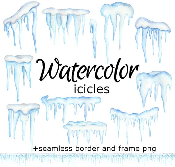 WATERCOLOR CLIPART Icicles Scrapbooking Png Graphics | Etsy