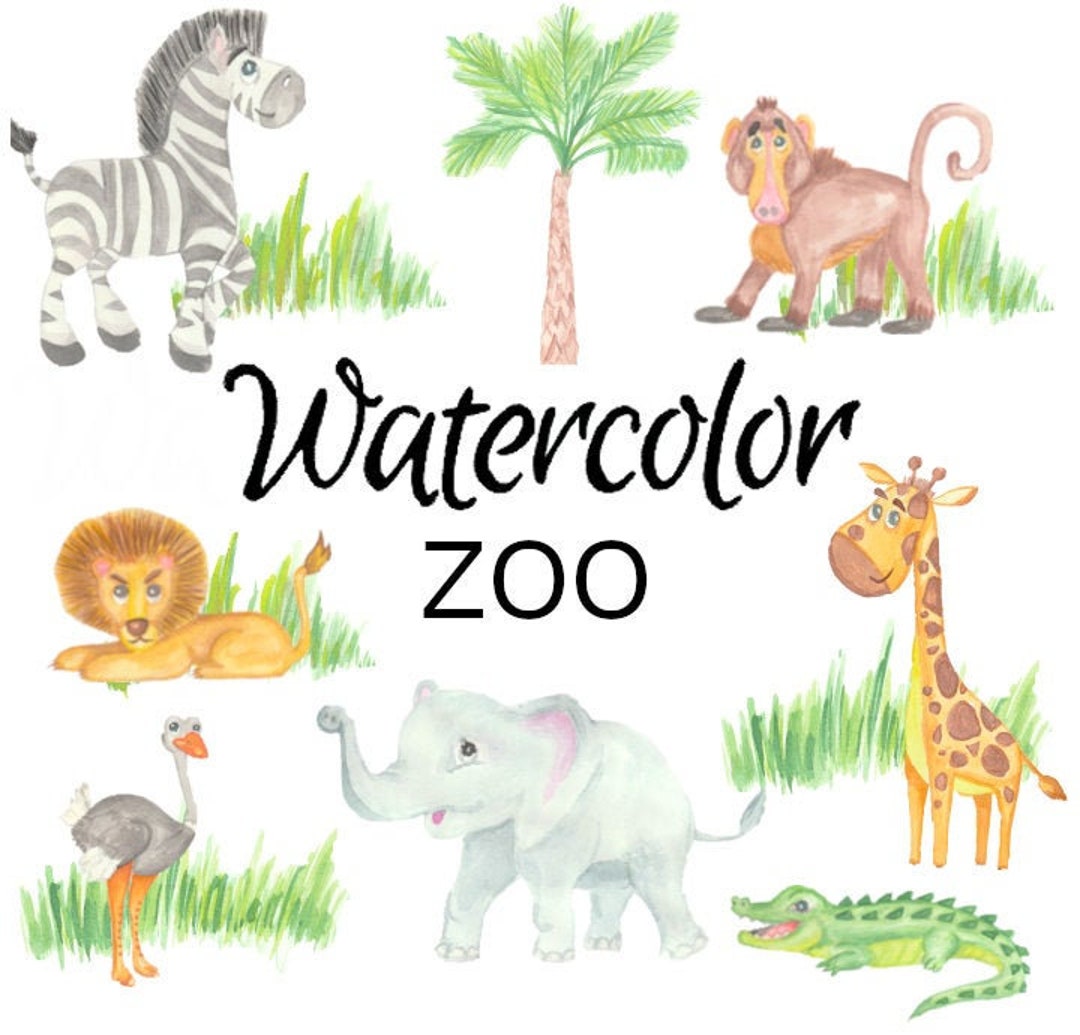 WATERCOLOR CLIPART Zoo Clip Art Nature Scrapbooking Animals Png ...