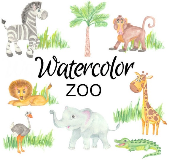 WATERCOLOR CLIPART Zoo Clip Art Nature Scrapbooking Animals | Etsy