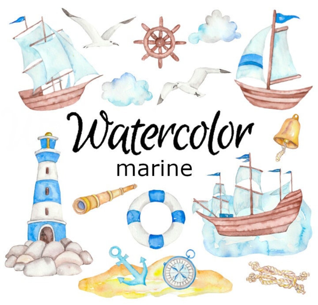 WATERCOLOR CLIPART, Marine Clip Art Nature Scrapbooking Ocean Animals ...