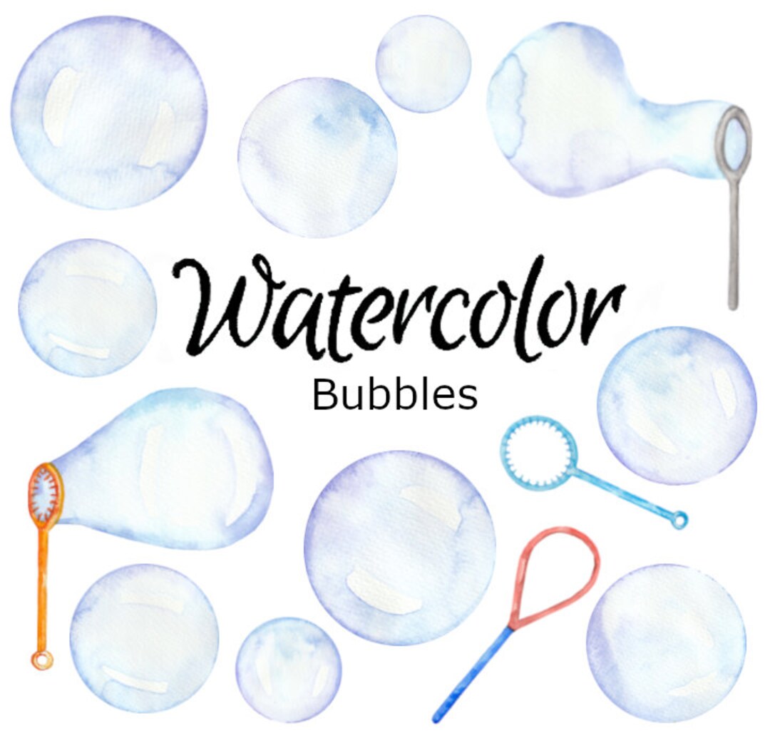 Watercolor Bubble Clipart: Hand-painted PNG Graphics (digital Download ...