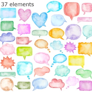 WATERCOLOR CLIPART Speech Bubbles Art Scrapbooking Png, Graphics ...