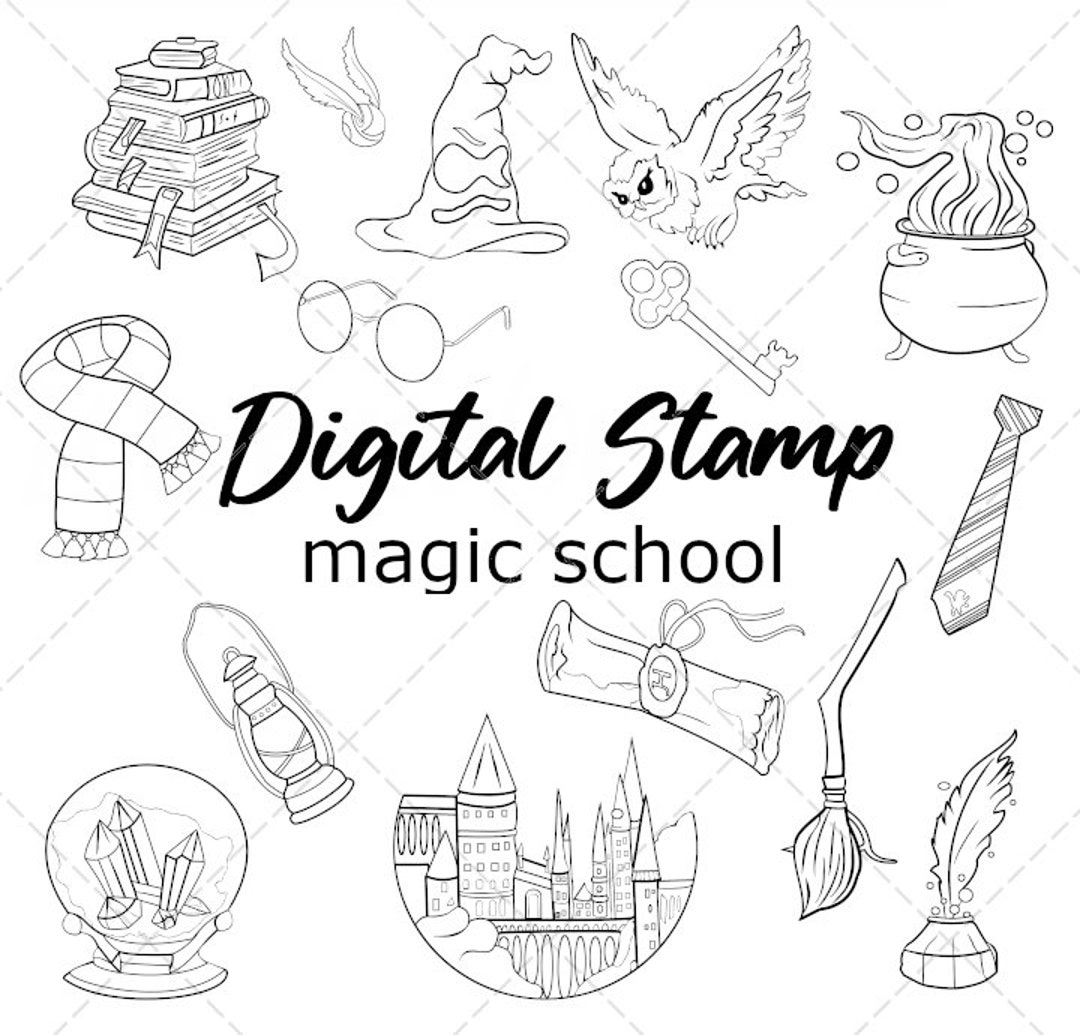 DIGITAL STAMP Magic School Clipart Vector File Png Eps Svg Art Digi ...