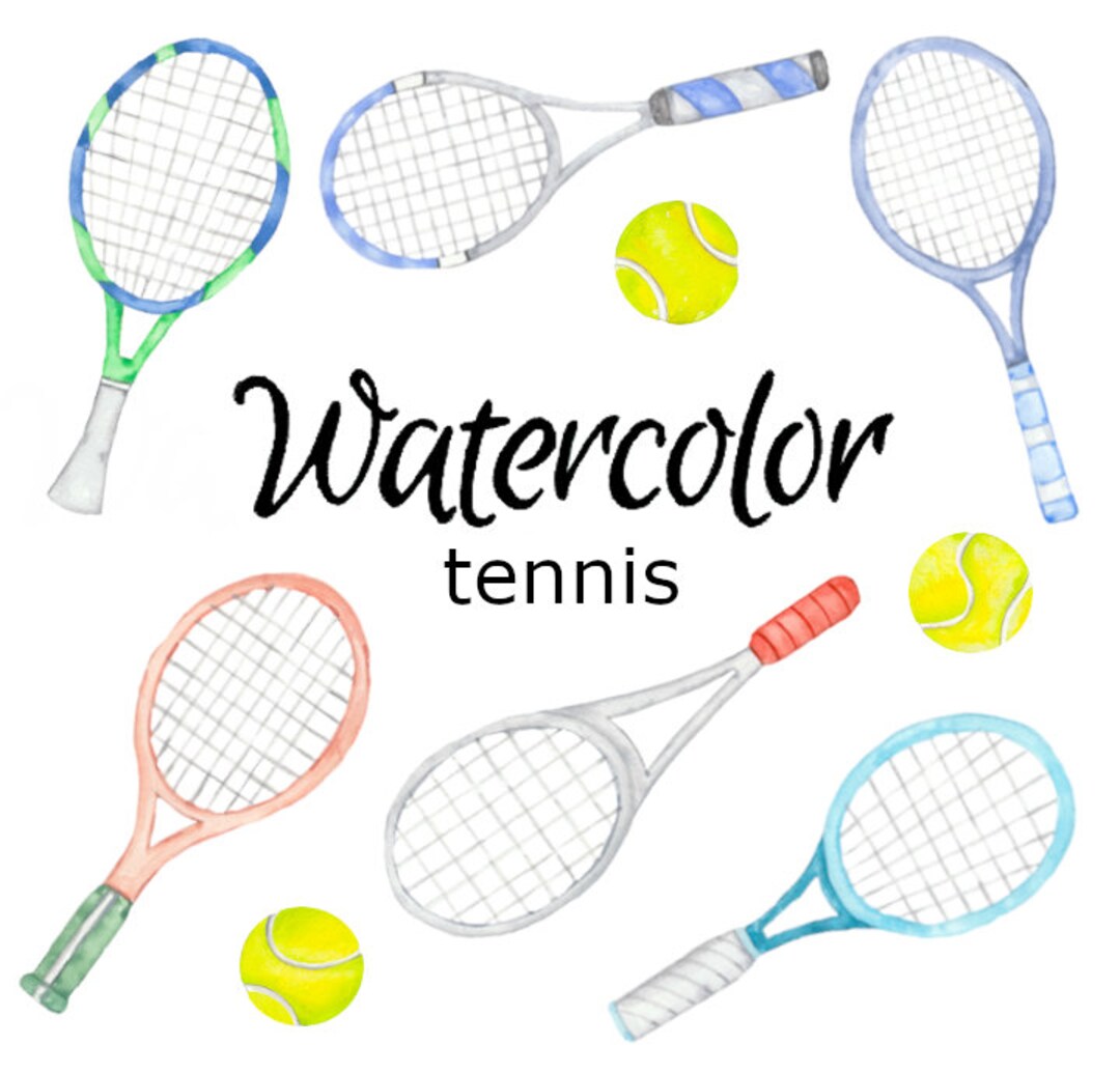 Watercolor Tennis Clipart: Sport Art PNG Graphics (digital Download) - Etsy