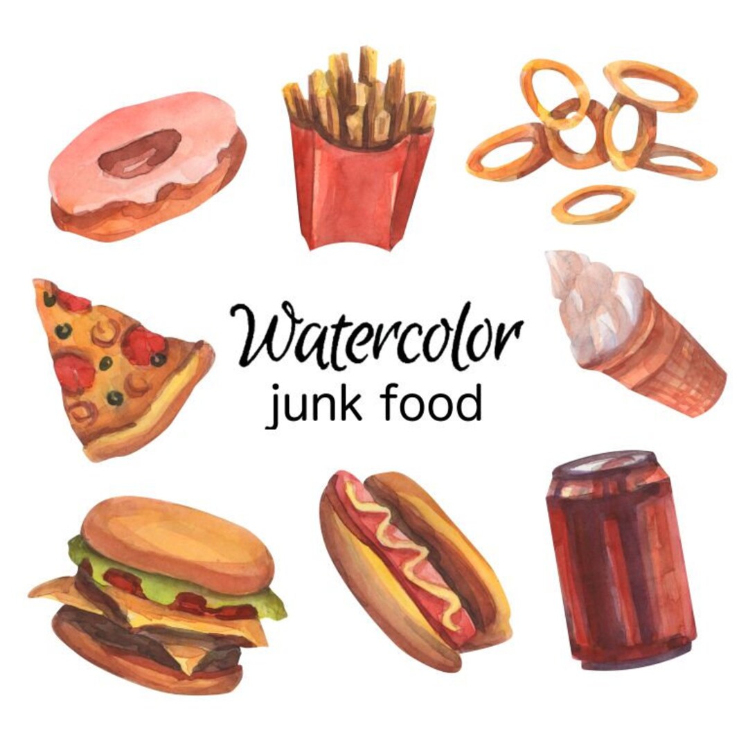 WATERCOLOR CLIPART, Junk Food Scrapbooking Png Graphics Watercolour ...