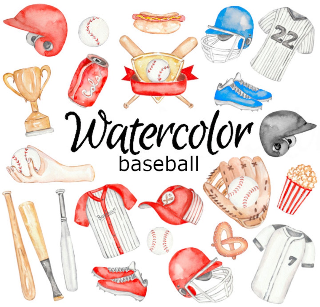 Watercolor Baseball Clipart Set (PNG) - Etsy