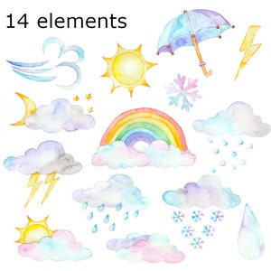 WATERCOLOR CLIPART Weather Art Scrapbooking Png Graphics Watercolour ...