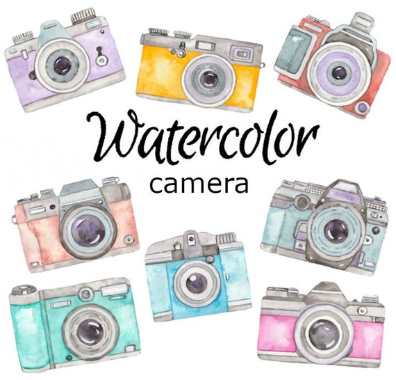 WATERCOLOR CLIPART Camera Art Scrapbooking Png Graphics - Etsy