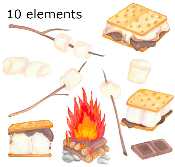 WATERCOLOR CLIPART smores food scrapbooking png graphics | Etsy