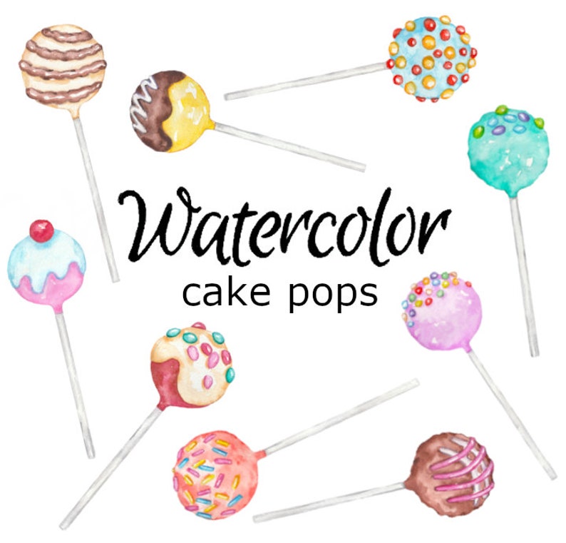 WATERCOLOR CLIPART Cake Pops Scrapbooking Png Graphics - Etsy