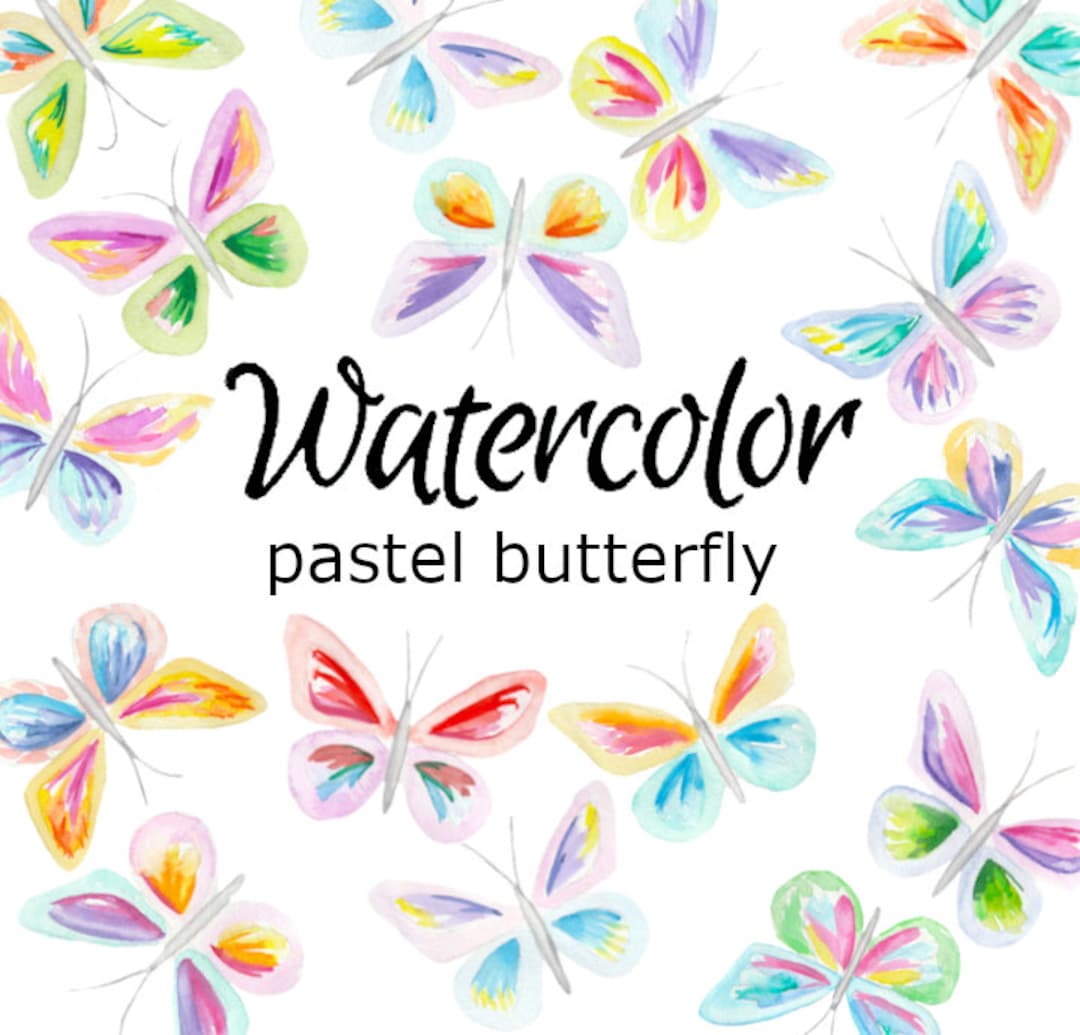 WATERCOLOR CLIPART Pastel Butterfly Clipart Scrapbooking Clip Art ...