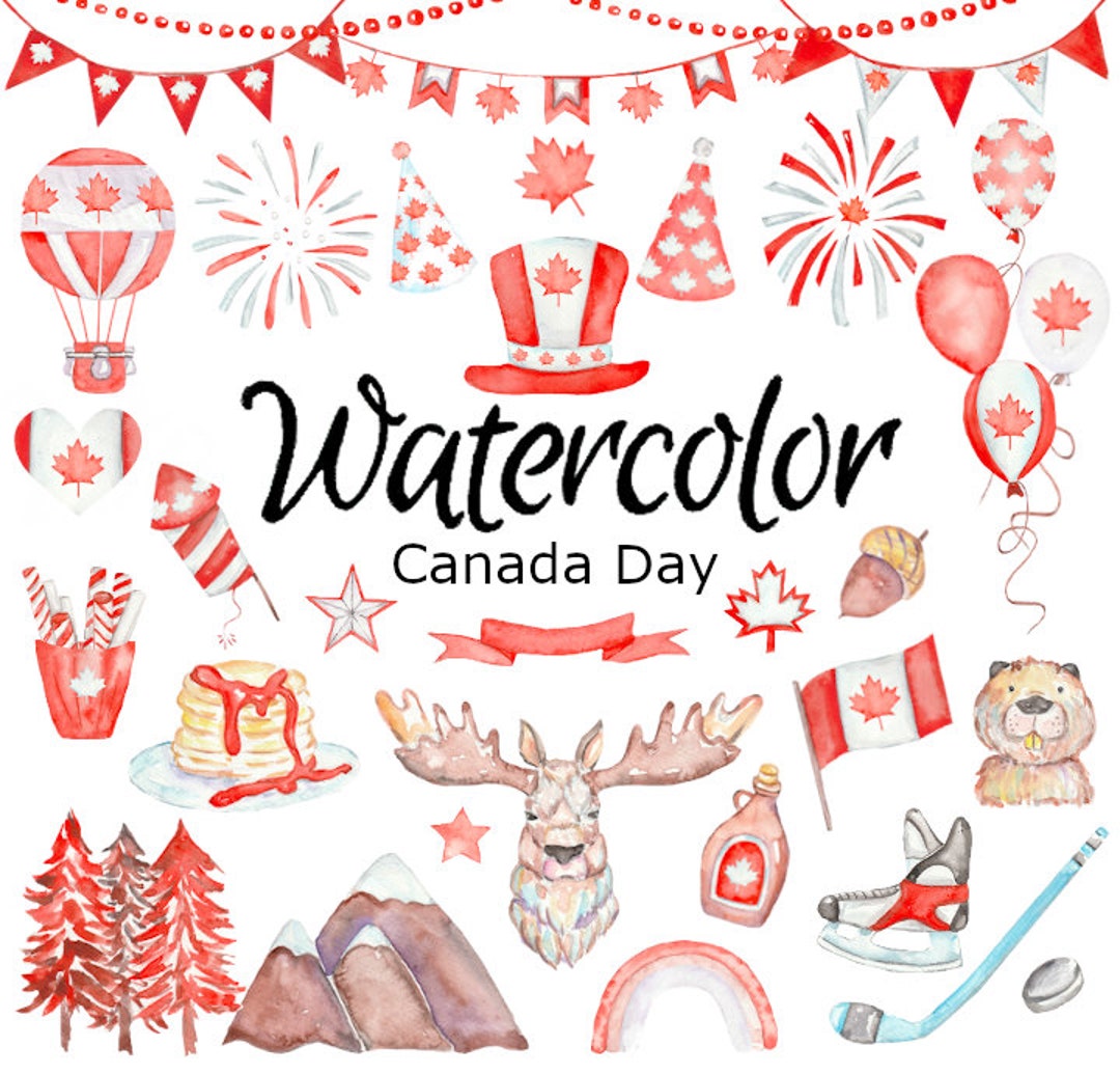 WATERCOLOR CLIPART Canada Day Clip Art Scrapbooking Png, Graphics ...
