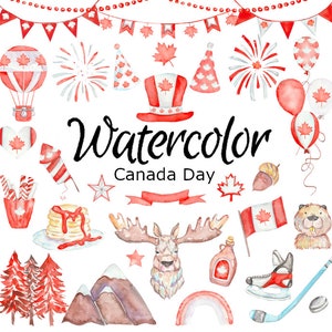 WATERCOLOR CLIPART Canada Day Clip Art Scrapbooking Png, Graphics ...
