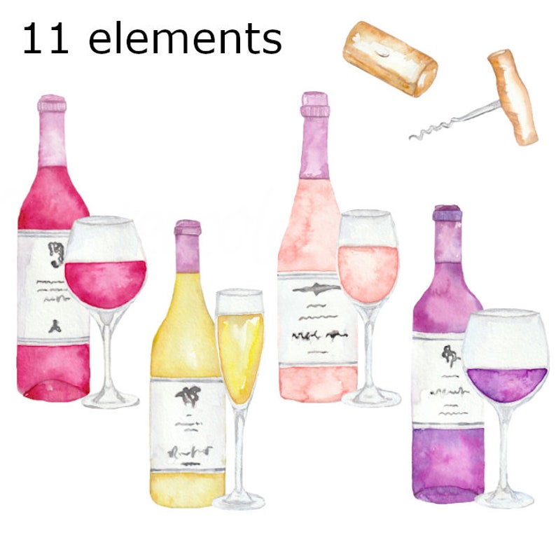 WATERCOLOR CLIPART Types of Wine Art Scrapbooking Png - Etsy