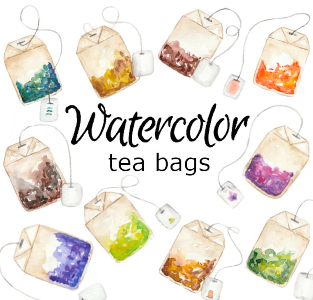 WATERCOLOR CLIPART, Tea Bags Art School Scrapbooking Kitchen Png ...