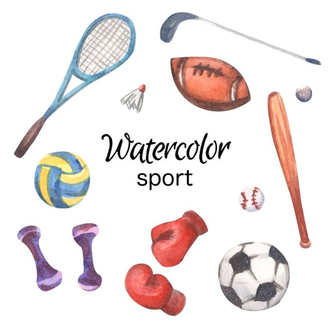Watercolor Sports Clipart: Ball Illustration Set (PNG) - Etsy