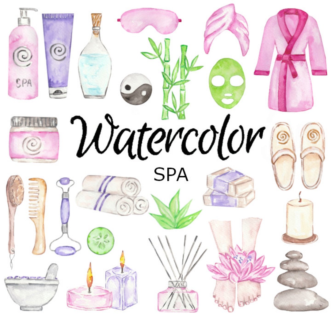 WATERCOLOR CLIPART, SPA Supplies Scrapbooking Beauty Png, Graphics ...