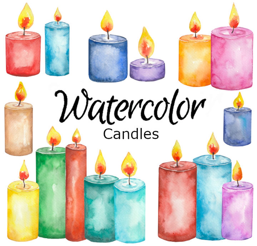 WATERCOLOR CLIPART, Candles Scrapbooking Png Graphics Watercolour ...