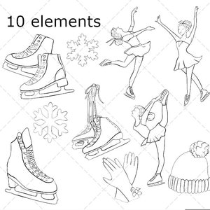 DIGITAL STAMP Ice Skating Clipart Vector File Png Eps Svg Art Digi ...