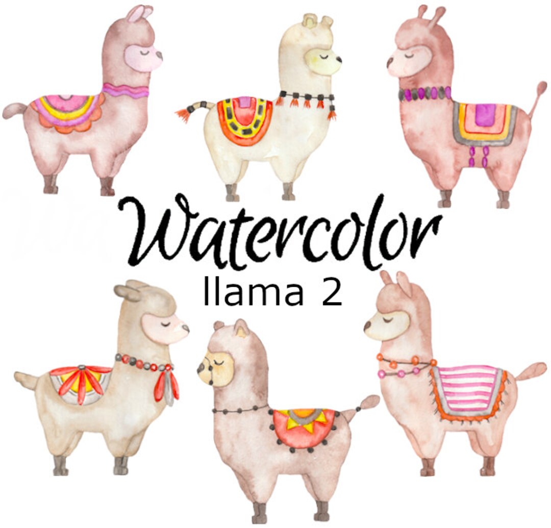 WATERCOLOR CLIPART Llama 2 Clip Art Nature Scrapbooking Animals Png ...