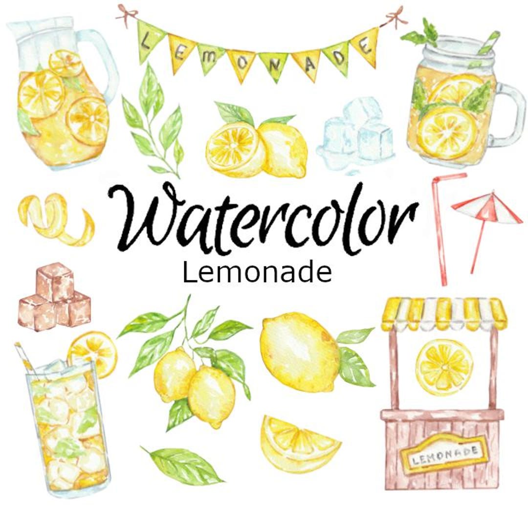 Watercolor Lemon Clipart Set: School Scrapbooking Graphics (PNG, 600 ...