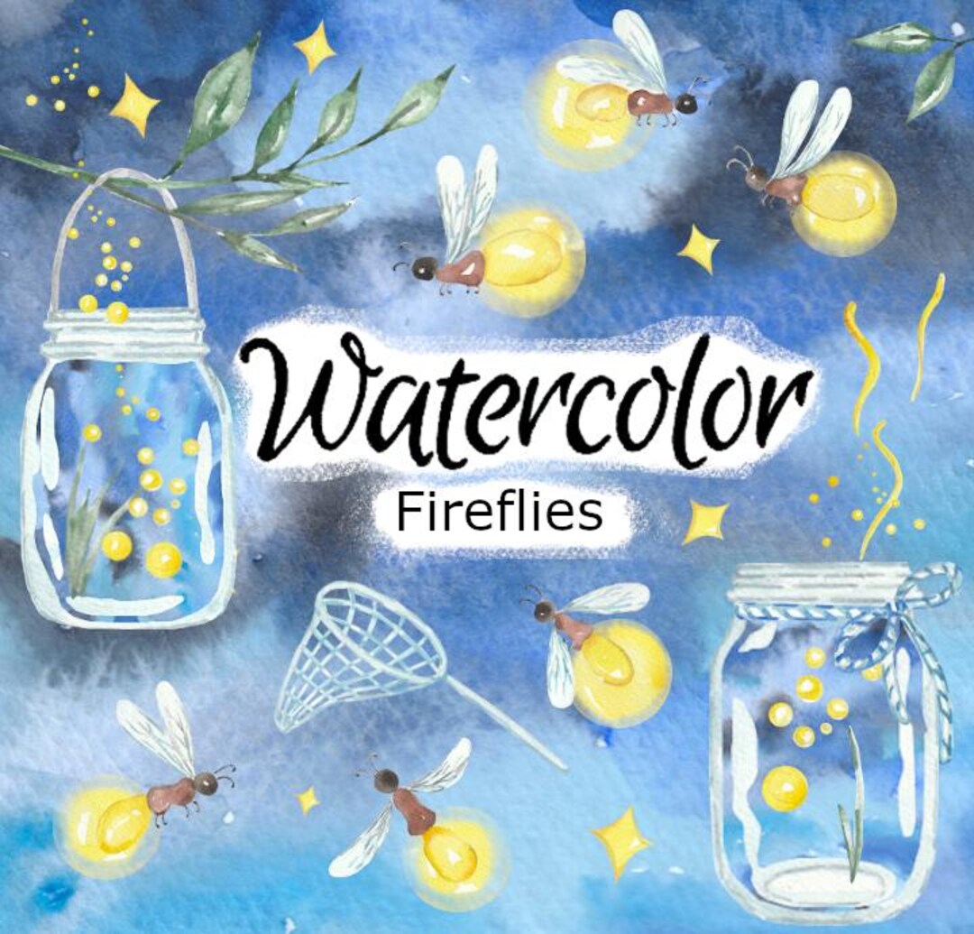 WATERCOLOR CLIPART Fireflies Insects Nature Scrapbooking Clip Art ...