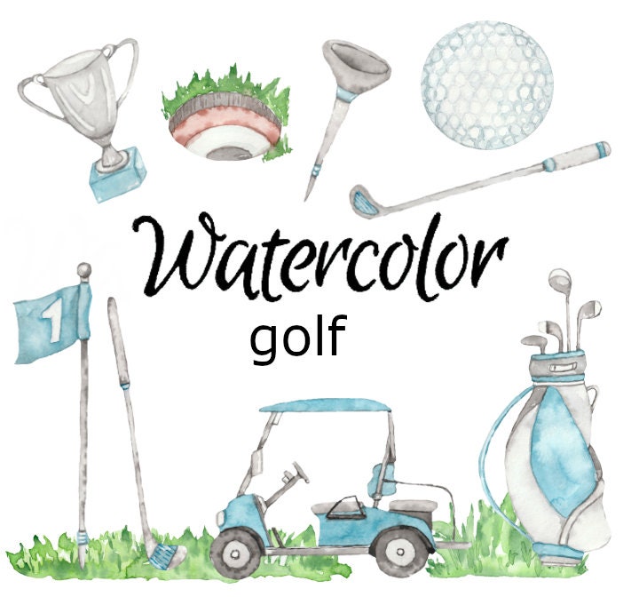 Watercolor Golf Clipart: Sport Art Graphics (PNG) - Etsy
