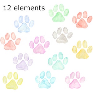 WATERCOLOR CLIPART Paw Prints Clip Art Scrapbooking Animals Png ...