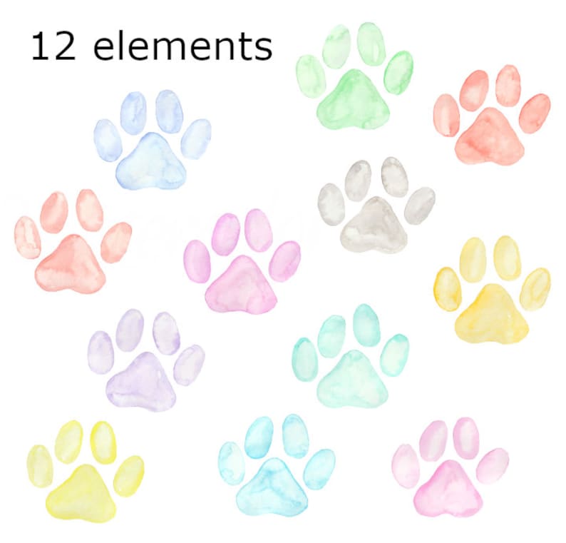 WATERCOLOR CLIPART Paw Prints Clip Art Scrapbooking Animals | Etsy Canada