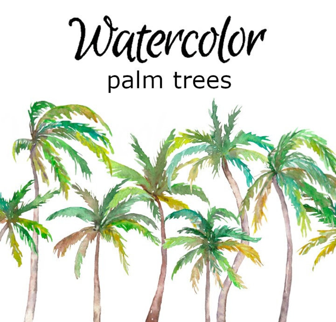 WATERCOLOR CLIPART, Palm Trees Scrapbooking Forest Png, Graphics ...