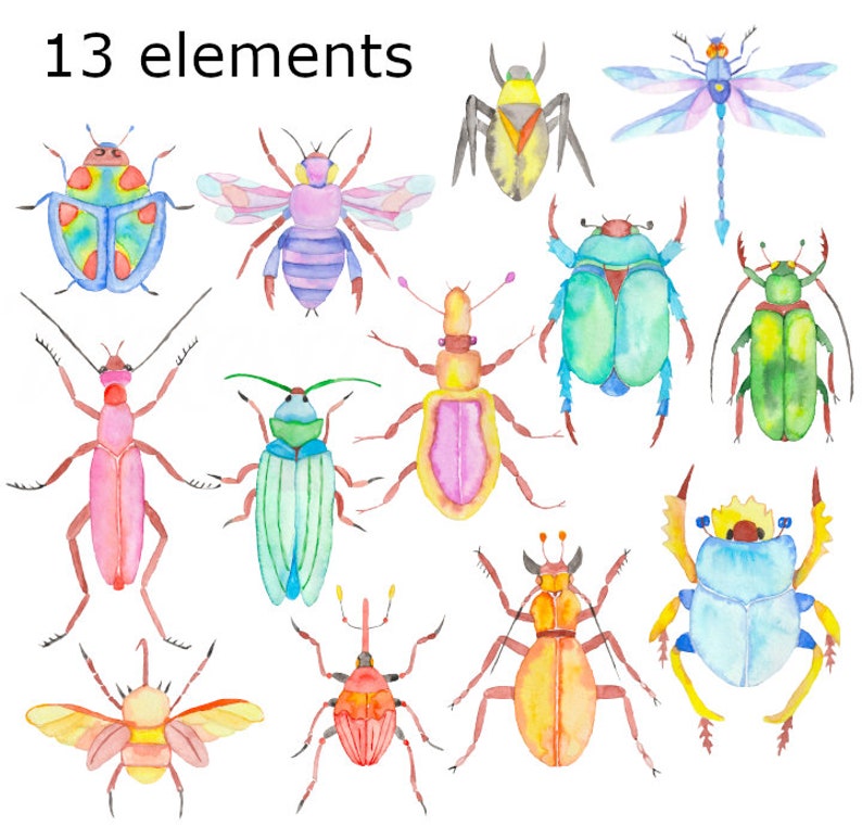 WATERCOLOR CLIPART Retro Bugs Insects Nature Scrapbooking Clip - Etsy ...