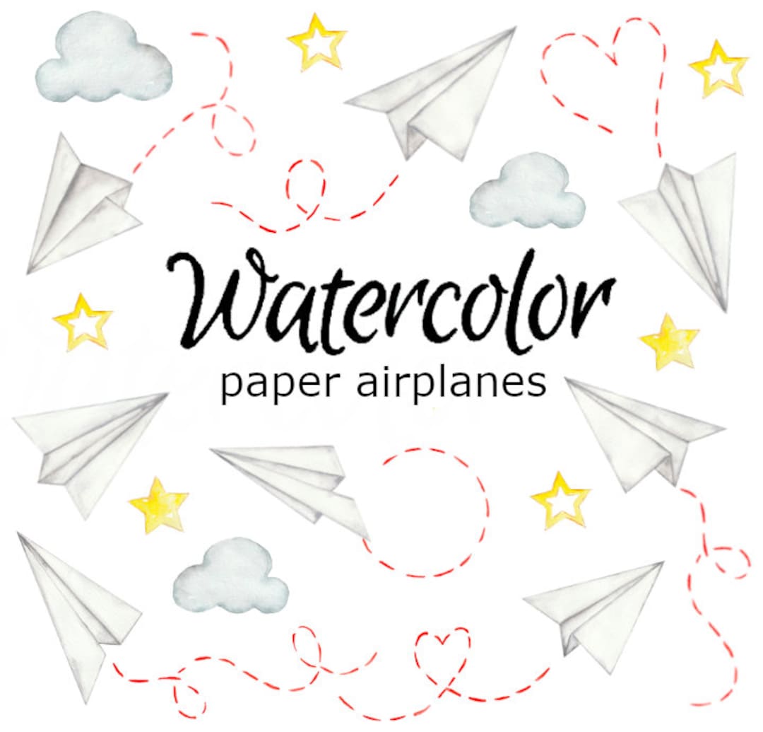 WATERCOLOR CLIPART Paper Airplane Plane Vehicles Art Library Png ...