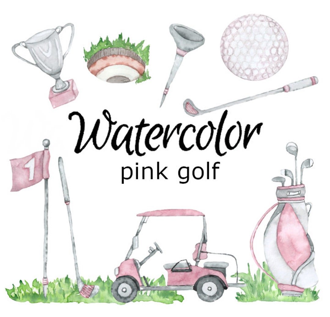 WATERCOLOR CLIPART Golf Pink Gear Sport Art Ball Png Graphics ...