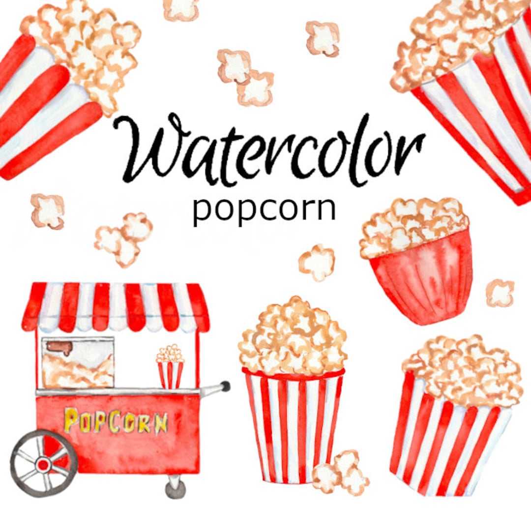 WATERCOLOR CLIPART, Popcorn Scrapbooking Cook Png, Graphics ...