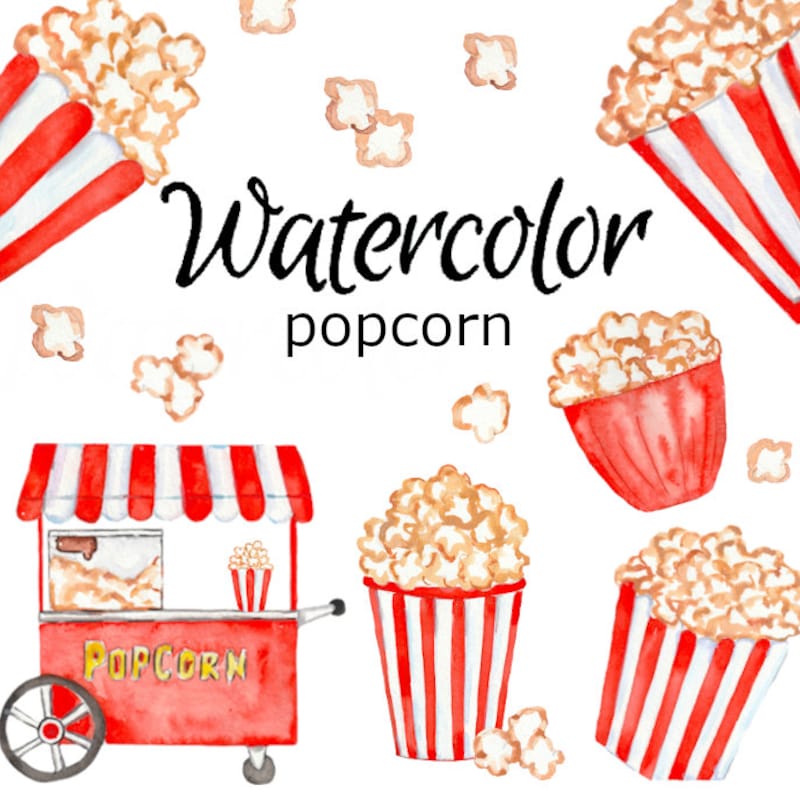 Popcorn Watercolor - Etsy