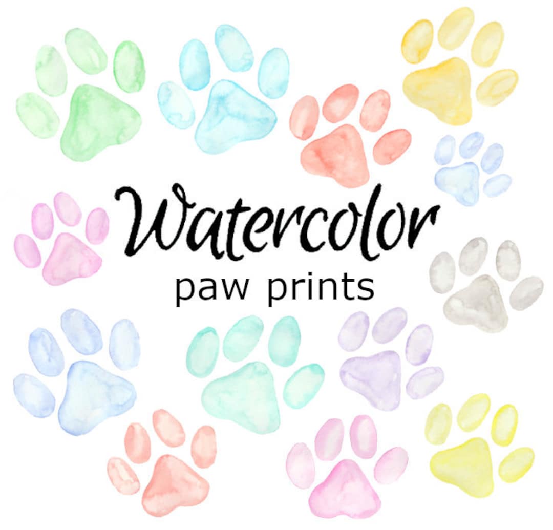 WATERCOLOR CLIPART Paw Prints Clip Art Scrapbooking Animals Png ...