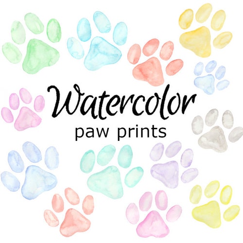 Paw Print Watercolor Clipart Paw Prints Clip Art Set Dog Paw - Etsy Canada