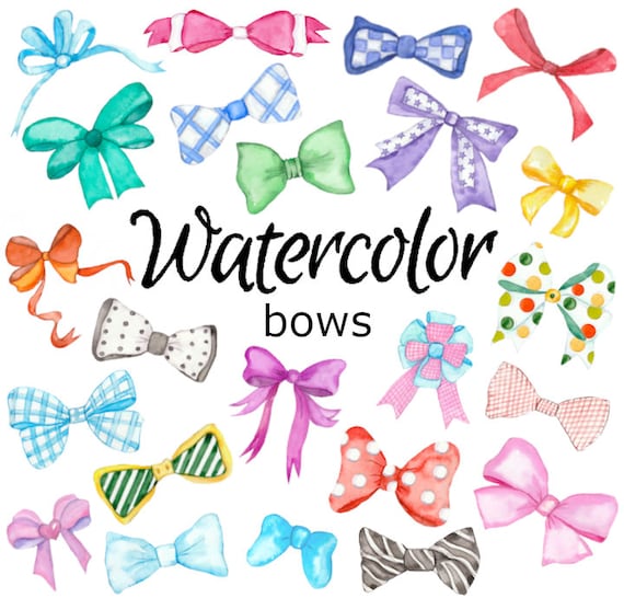 WATERCOLOR CLIPART Bows Art Scrapbooking Png Graphics - Etsy